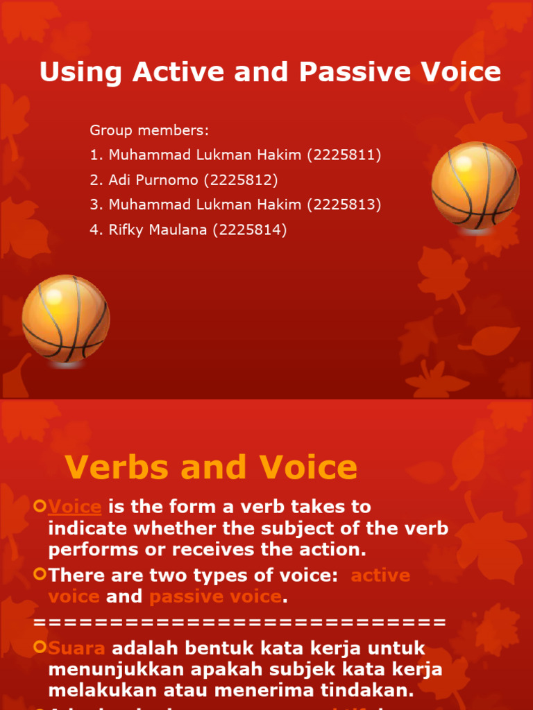 Powerpoint Active Passive Voice | PDF | Verb | Linguistic Typology