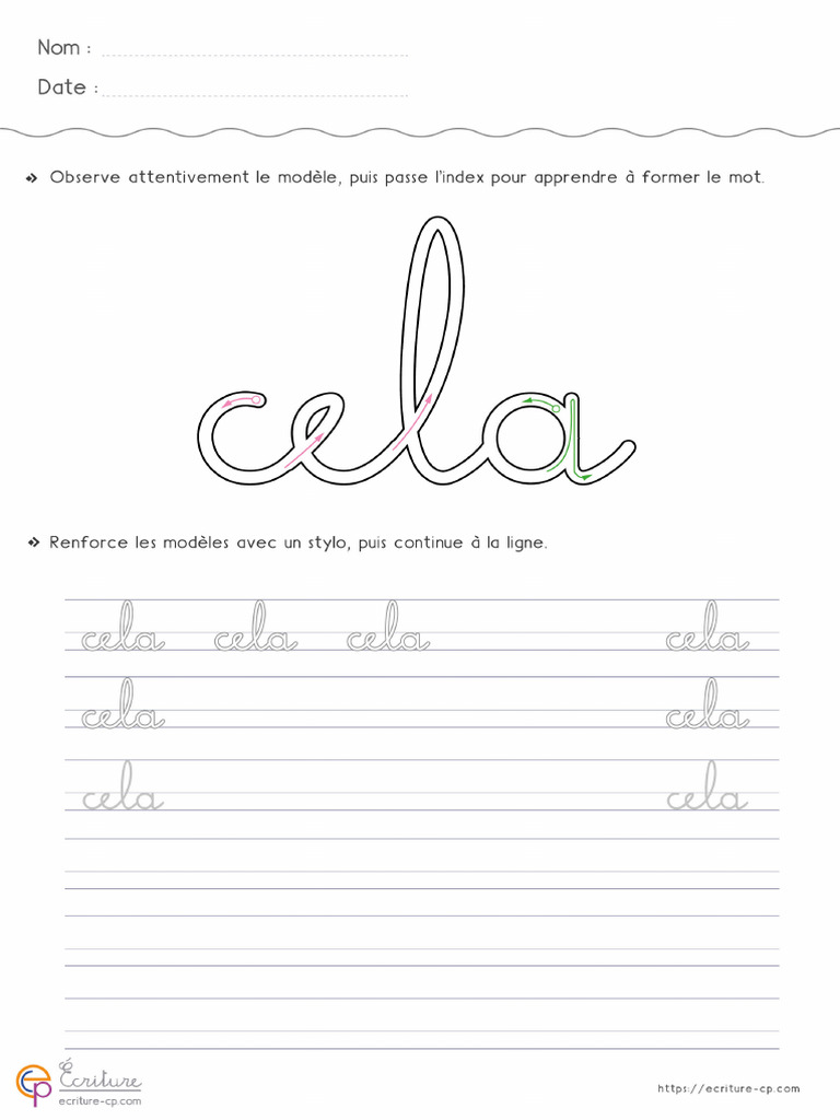 17 Ecriture Cursive Maternelle Gs Copie Debut D Annee CP Cela | PDF