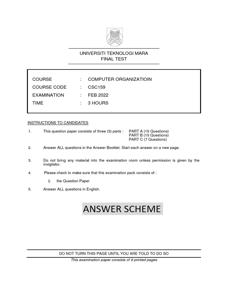 CSC159 Okt 2021 Question Set 1 | PDF | Computer Data Storage | Logic Gate