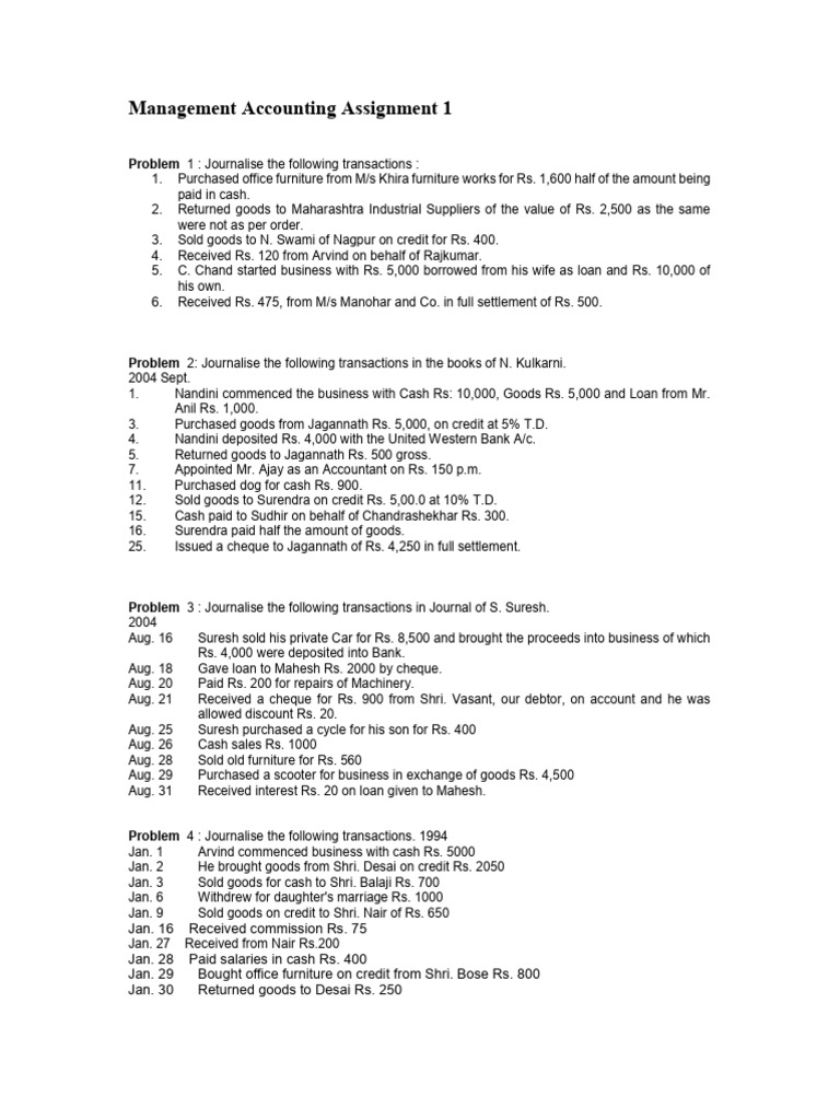 Management Accounting Assignment 1 | PDF | Cheque | Banks