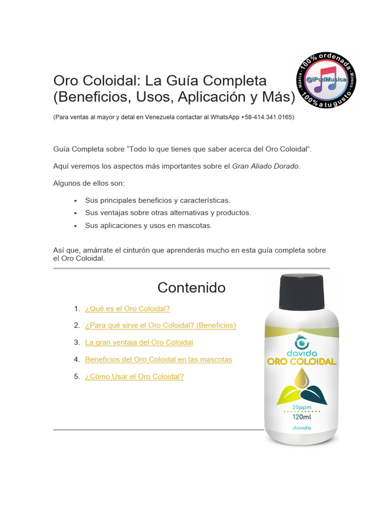 Oro Coloidal: Beneficios y Usos | PDF | Mente | Medicina CLINICA