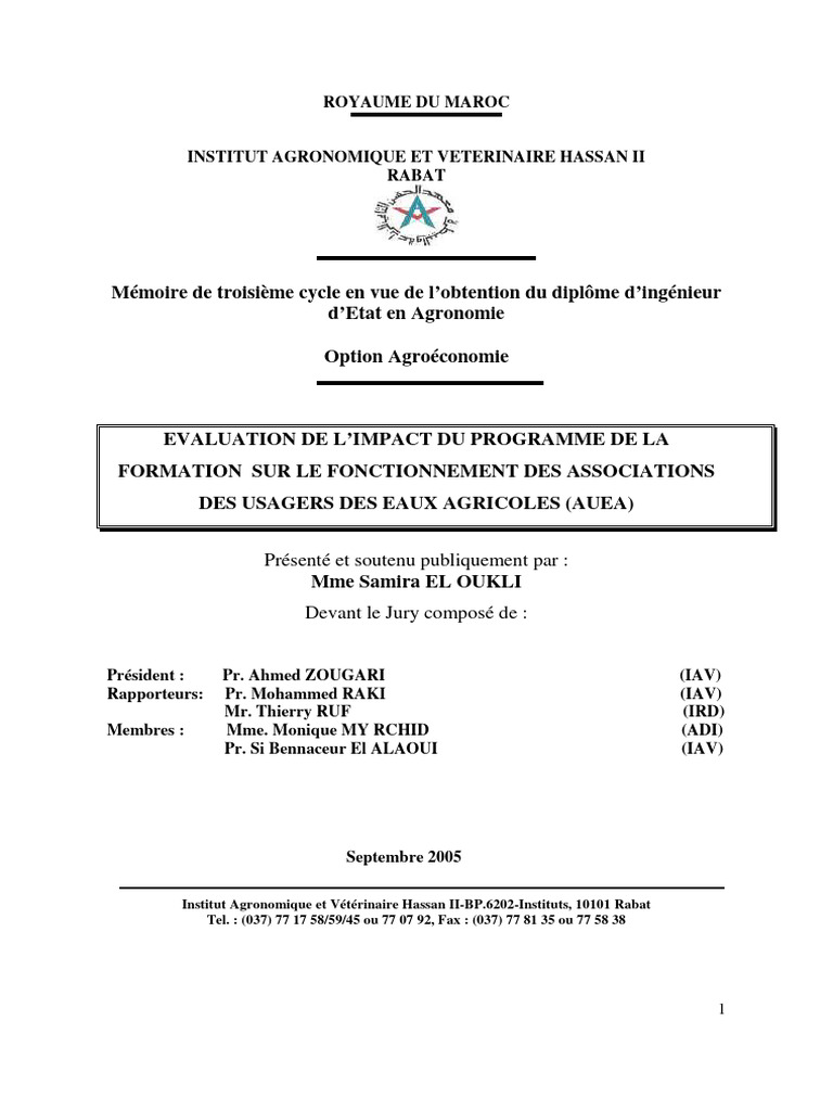 Impact de la formation sur AUEA au Maroc | PDF | Maroc | Doctorat