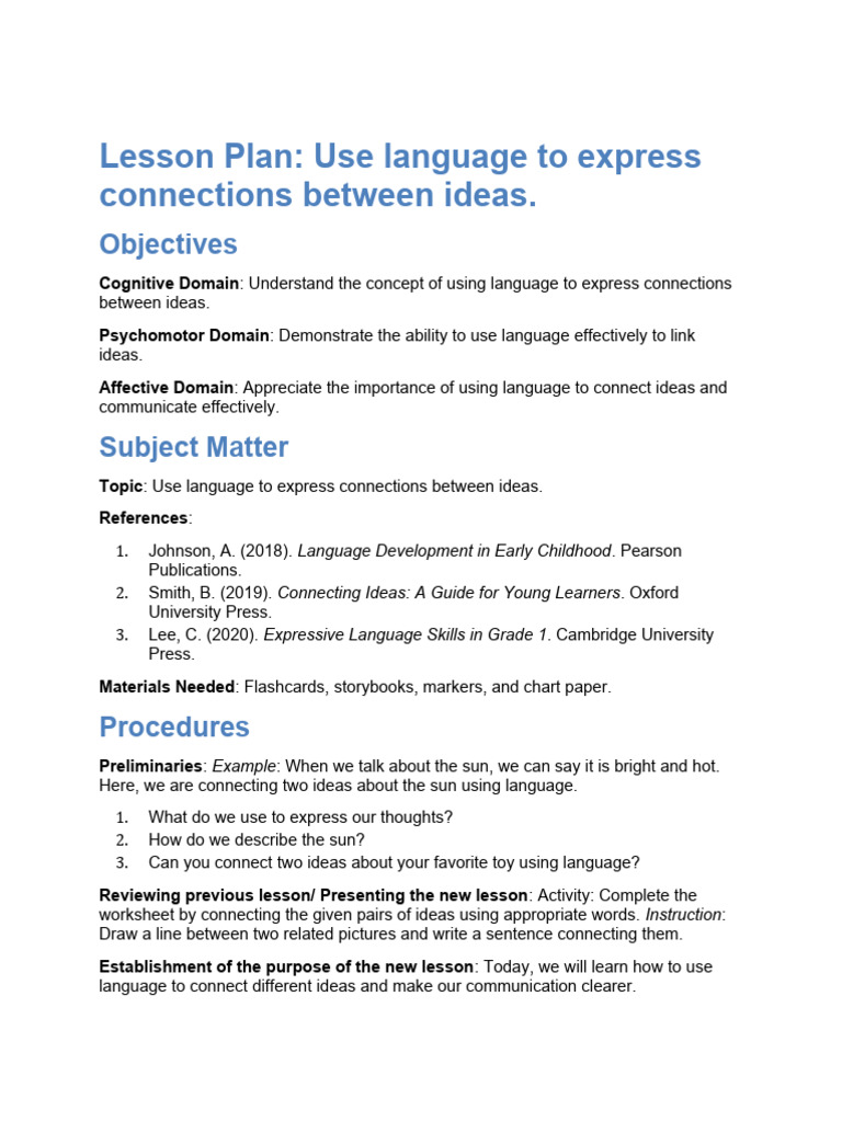 Understand The Concept of Using Language To Express Connections Between ...