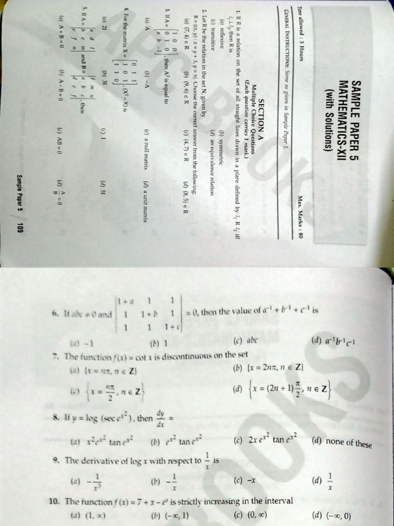 Maths Sample Paper 5-6 | PDF