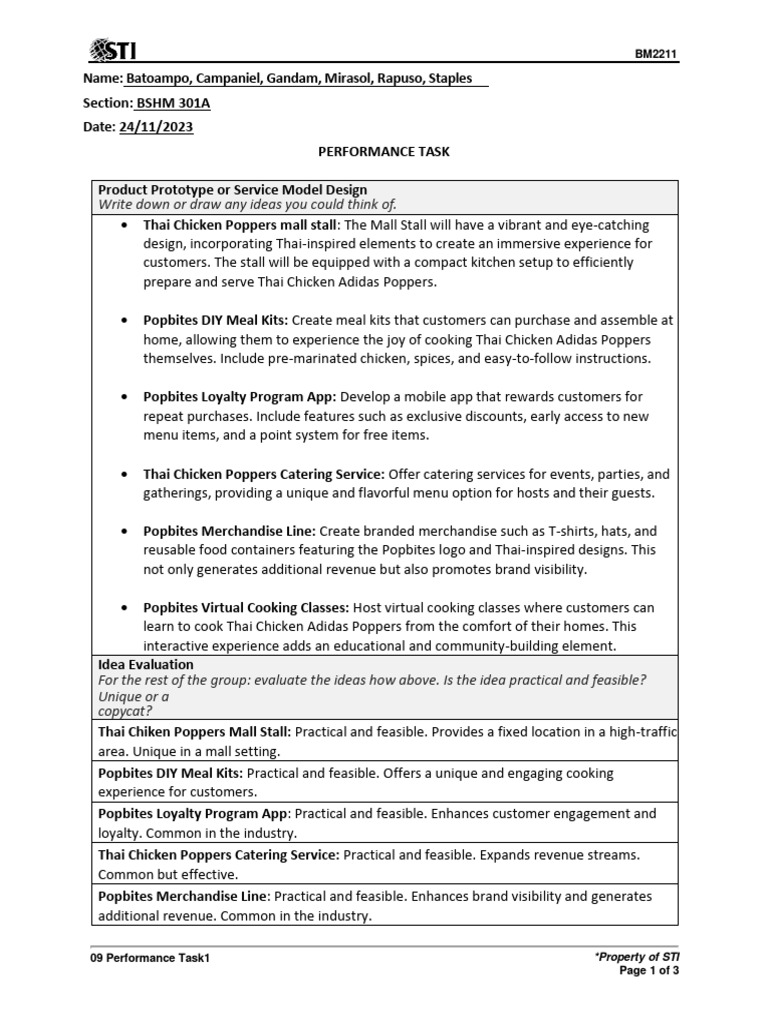 09 Performance Task 1 | PDF | Merchandising | Marketing