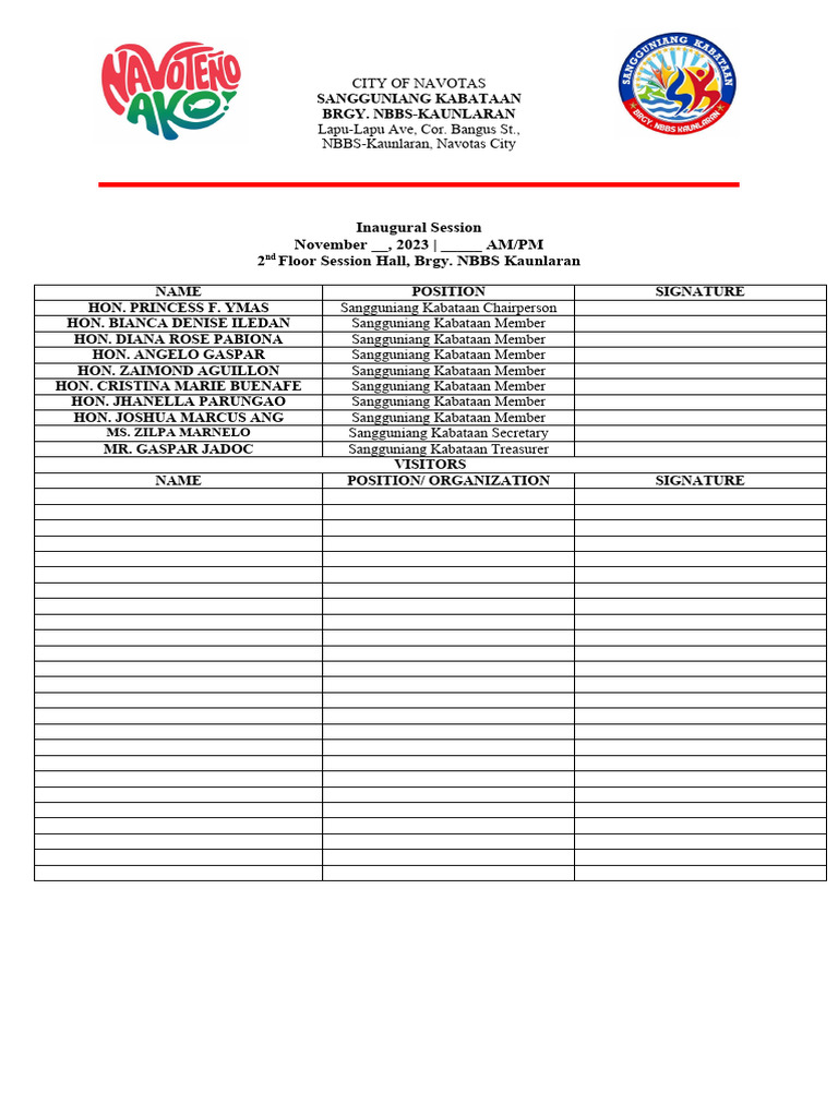 Inaugural Session Attendance | PDF