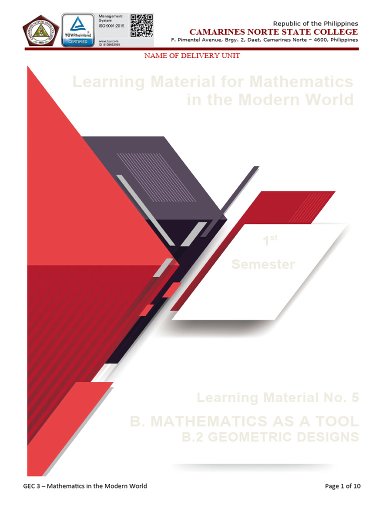 Geometric Designs in Modern Mathematics | PDF | Euclid | Shape