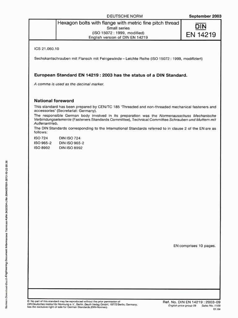 Din en 14219 - 2003 | PDF