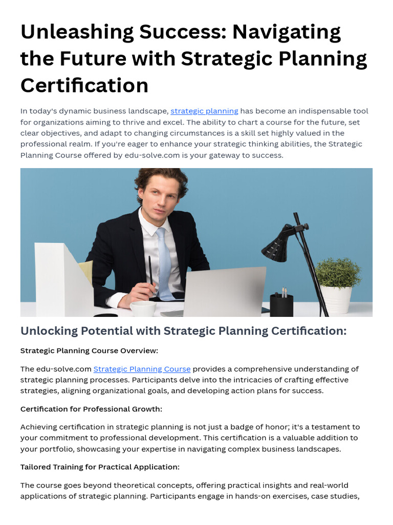 Strategic Planning Certification Course | PDF | Strategic Planning ...