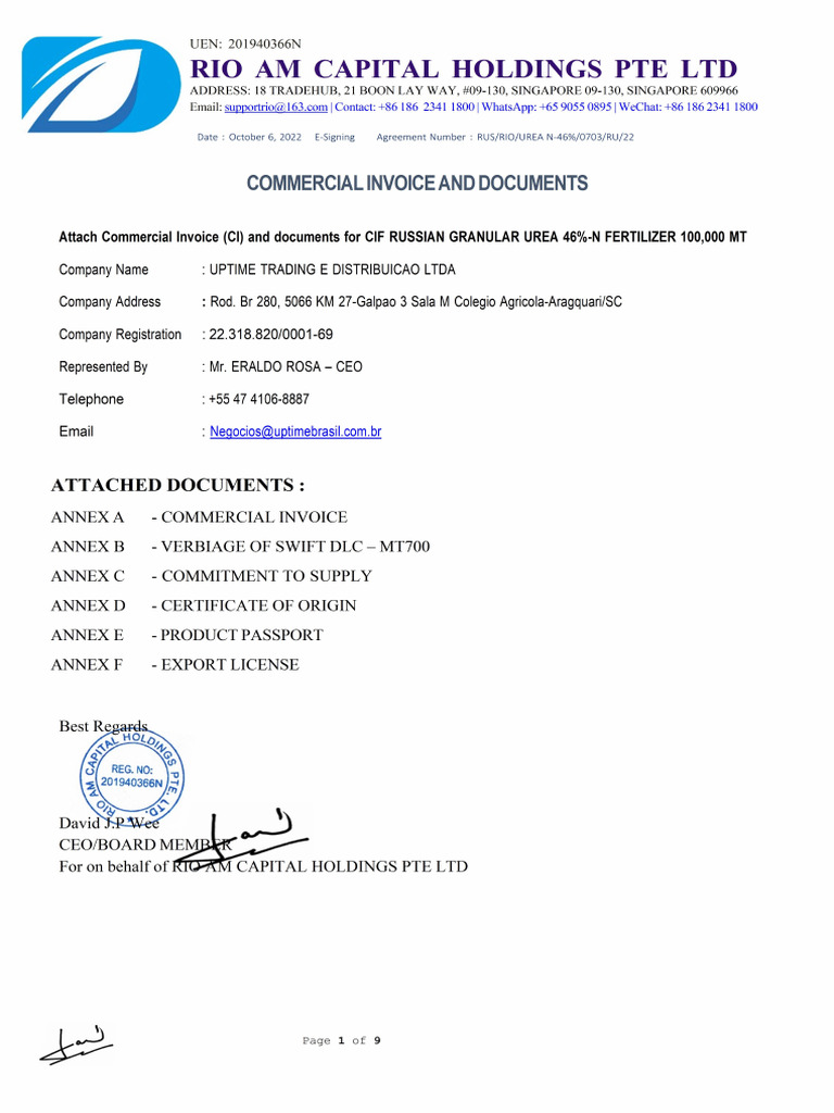 Commercial Invoive & Ppop Uptime | PDF | Invoice | Letter Of Credit