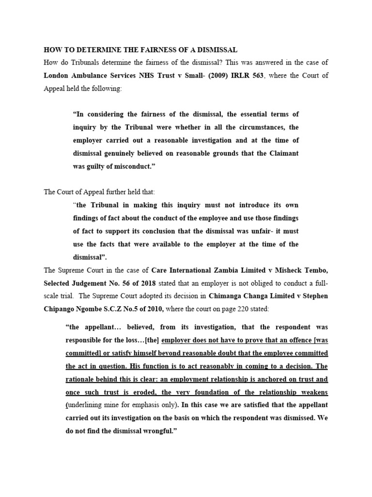 Fairness of A Dismissal - How Determined | PDF | Employment | Tribunal