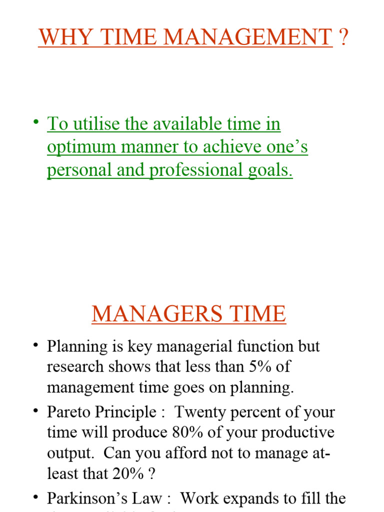 Presentation On Time Management - 1 | PDF | Time Management | Professional Skills