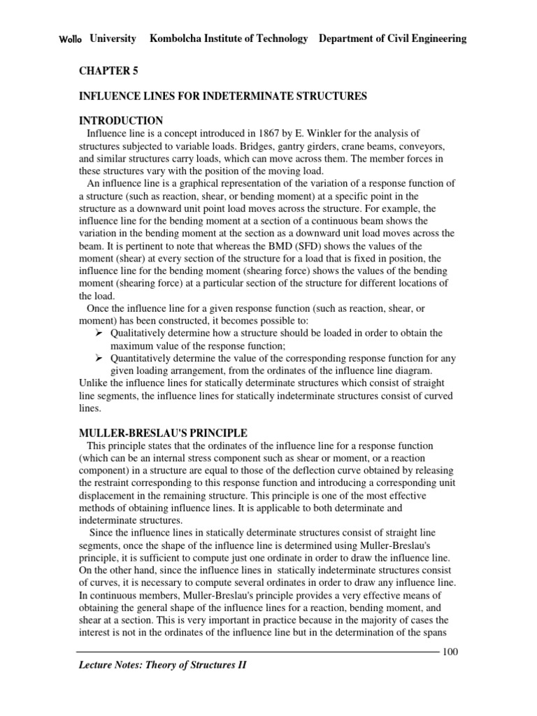 Lecturenote - 714993824chapter 5 Influence Line | PDF | Beam (Structure) | Mechanical Engineering