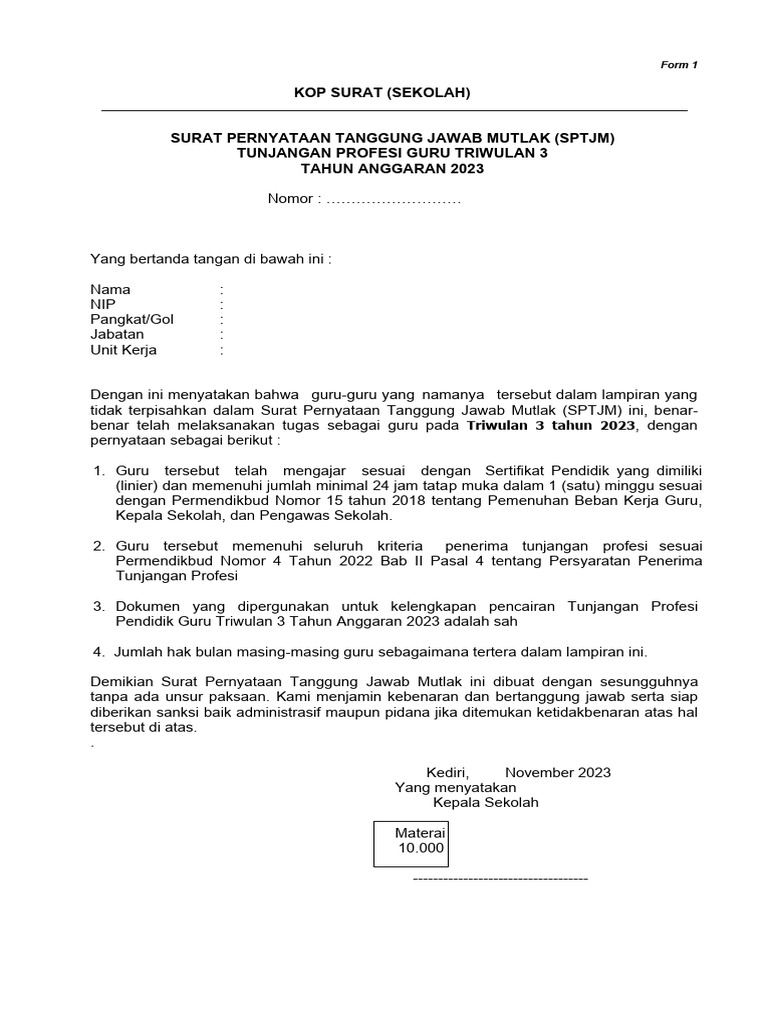 Form SPTJM TPG Tw3 2023 | PDF