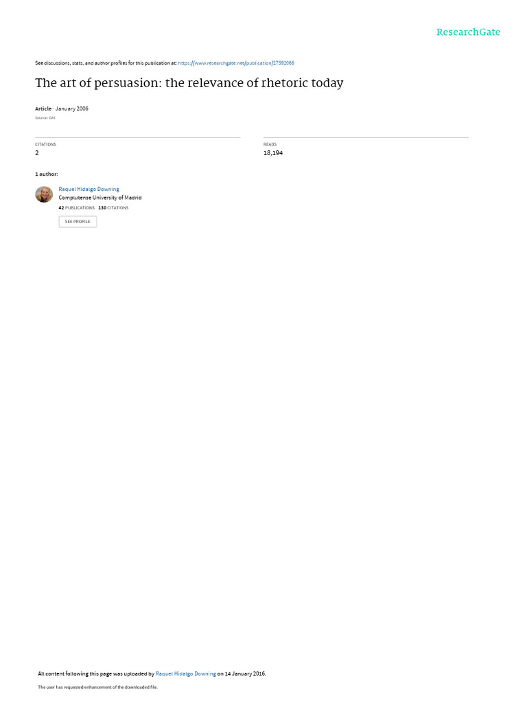 The Art of Persuasion The Relevance of Rhetoric To | PDF | Rhetoric ...