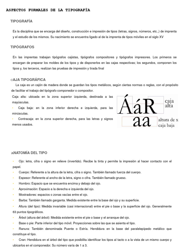 ASPECTOS FORMALES DE LA TIPOGRAFÌA | PDF | Tipografía | Sans Serif
