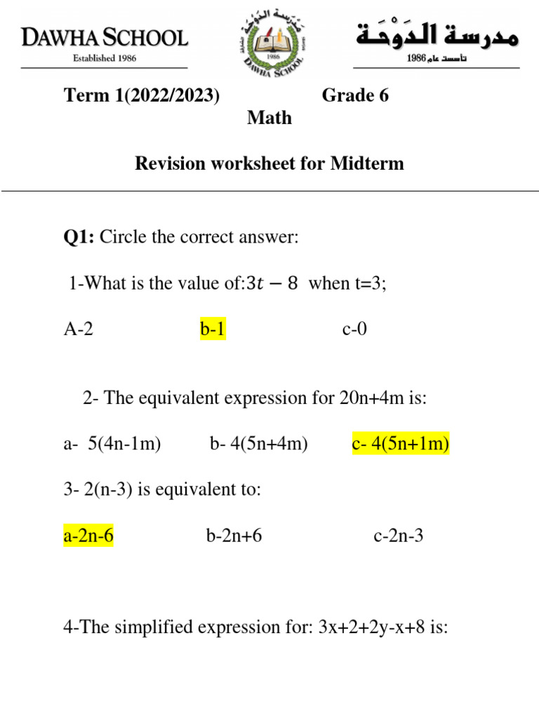 Grade 6 Math Midterm Review | PDF | Science & Mathematics | Computers