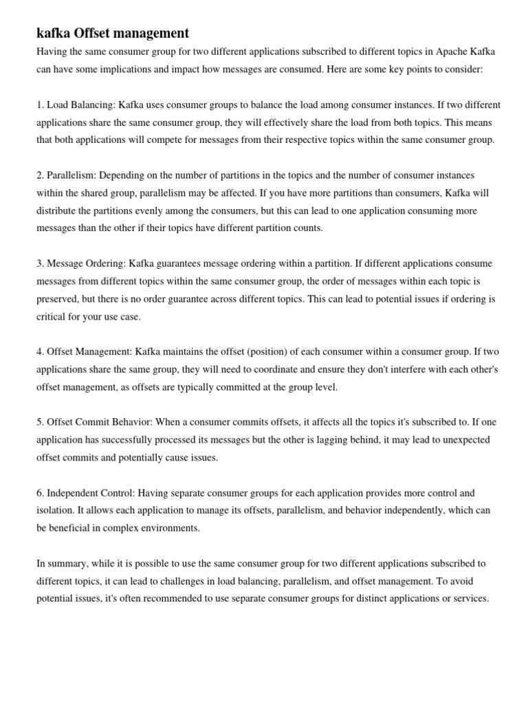 Kafka Offset Management | PDF