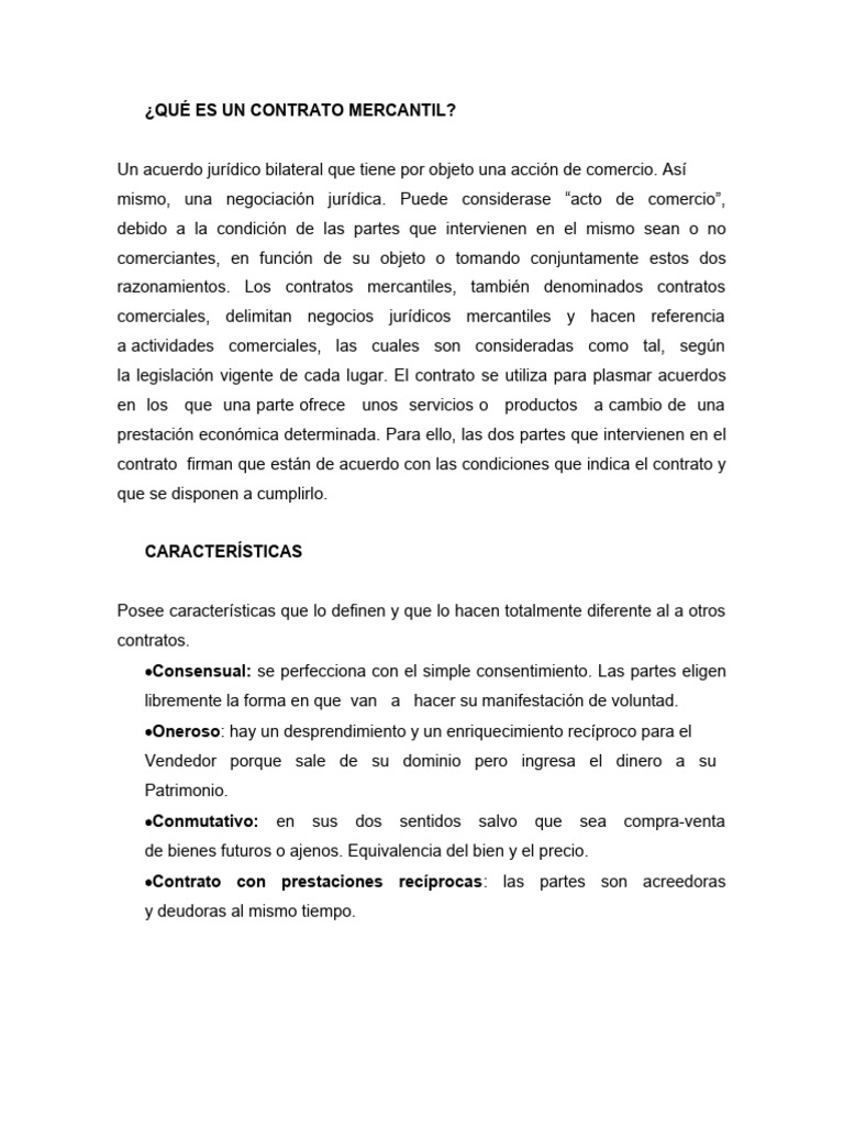 Qué Es Un Contrato Mercantil | PDF | Ley común | Conceptos legales