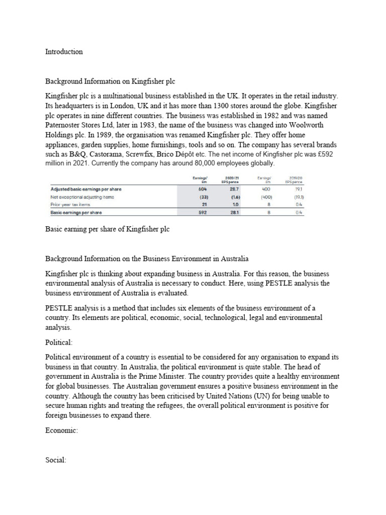 Kingfisher plc: Overview and Expansion Plans | PDF | Business