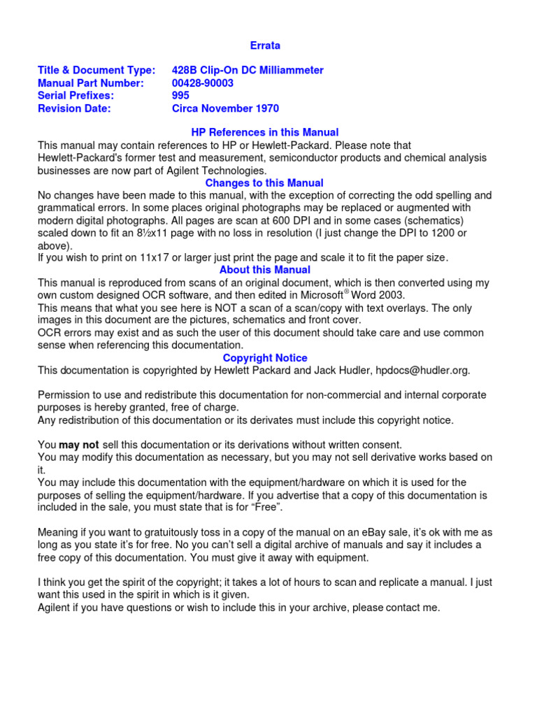 HP 428B Manual | PDF | Electronic Oscillator | Amplifier