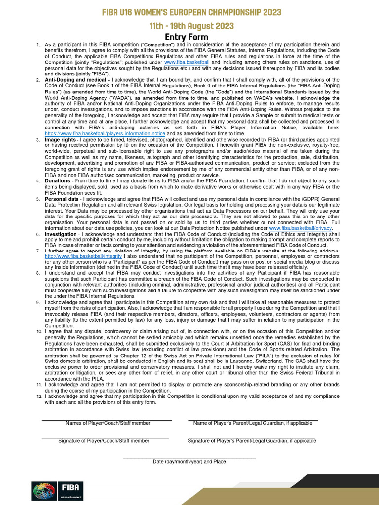 EMCW DA 2023 Individual Entry Form | PDF | Arbitration | Justice
