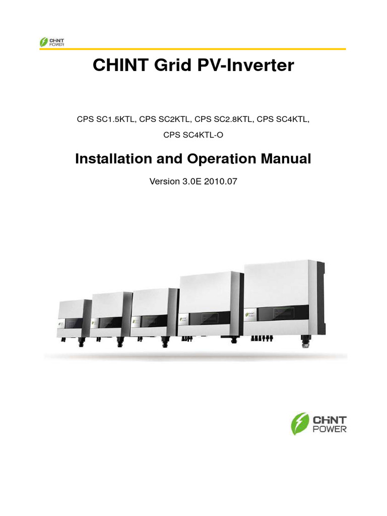 Chint Inverter 1.5-4kW Inst e Operation Manual 3 - 0 - 071910 | PDF ...