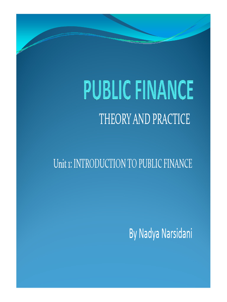 Unit 1-Introduction To Public Finance | PDF | Welfare Economics ...