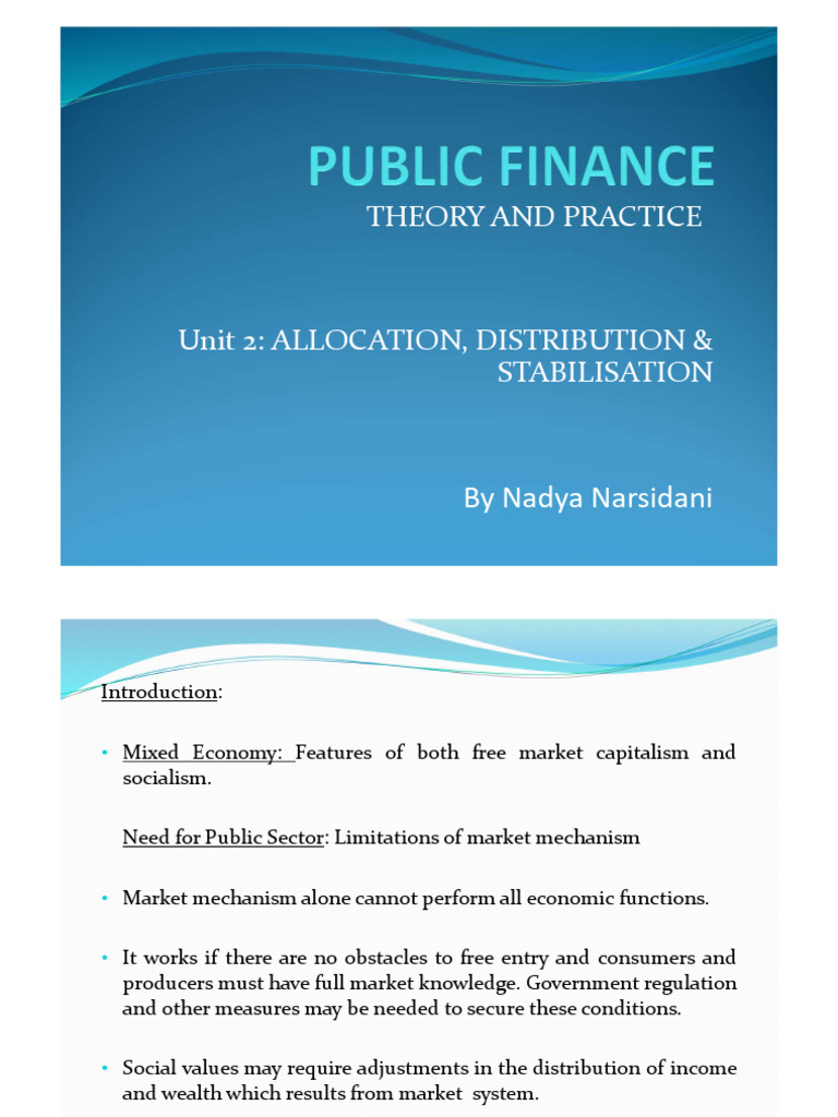 Unit 2-Allocation, Distribution and Stabilisation | PDF | Externality ...