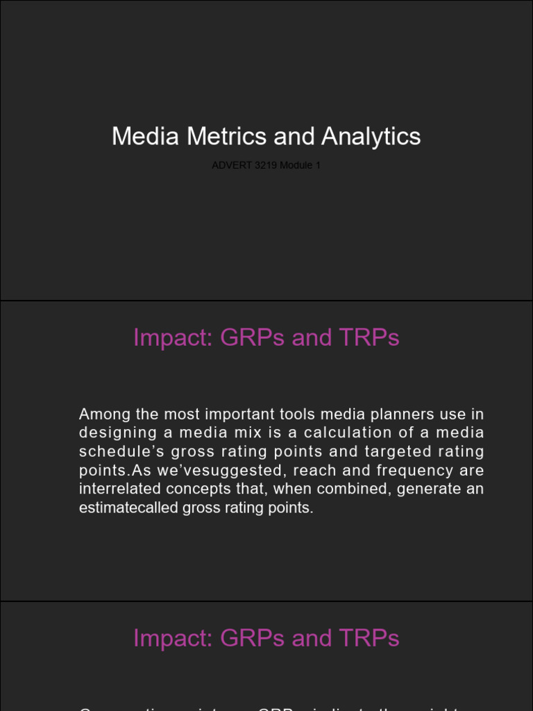 ADVERT 3219 Module 1 - Media Metrics and Analytics | PDF | Audience Measurement | Mass Media