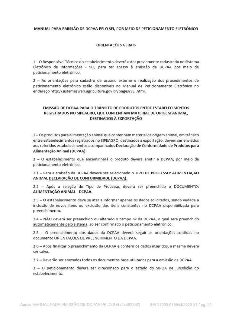 Emissão de DCPAA pelo SEI: Manual | PDF | Recibo | Informática