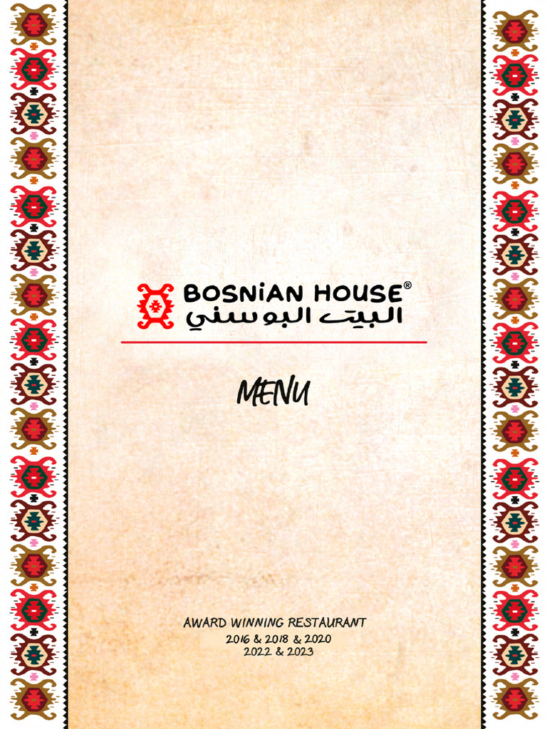 BosnianHouse Dinein Menu | PDF