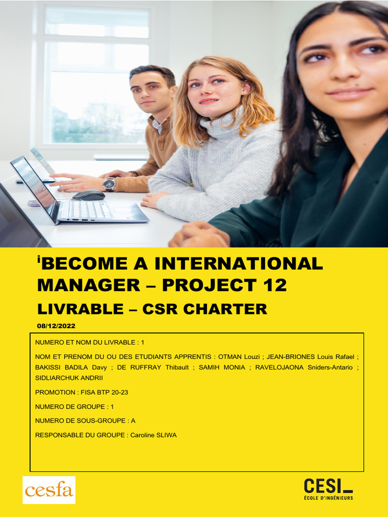 CSA - G1A - Delivrable-2 - CSR CHARTER | PDF | Corporate Social ...