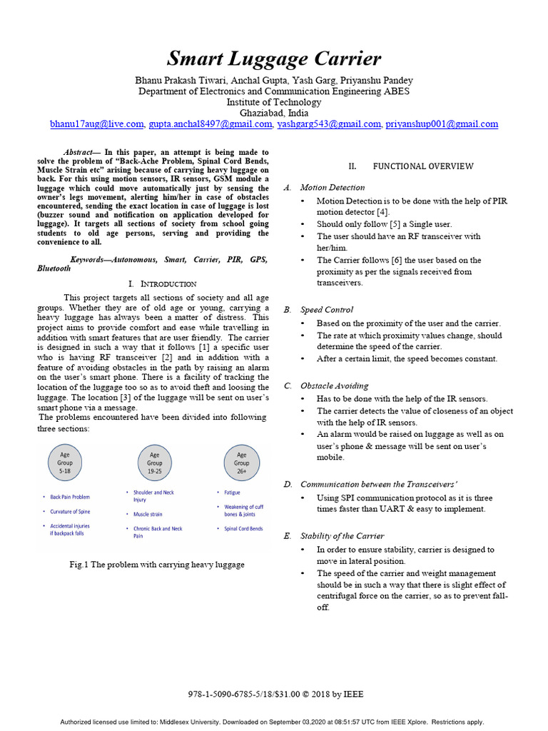 Smart Luggage Carrier | PDF | Electronics | Computer Engineering