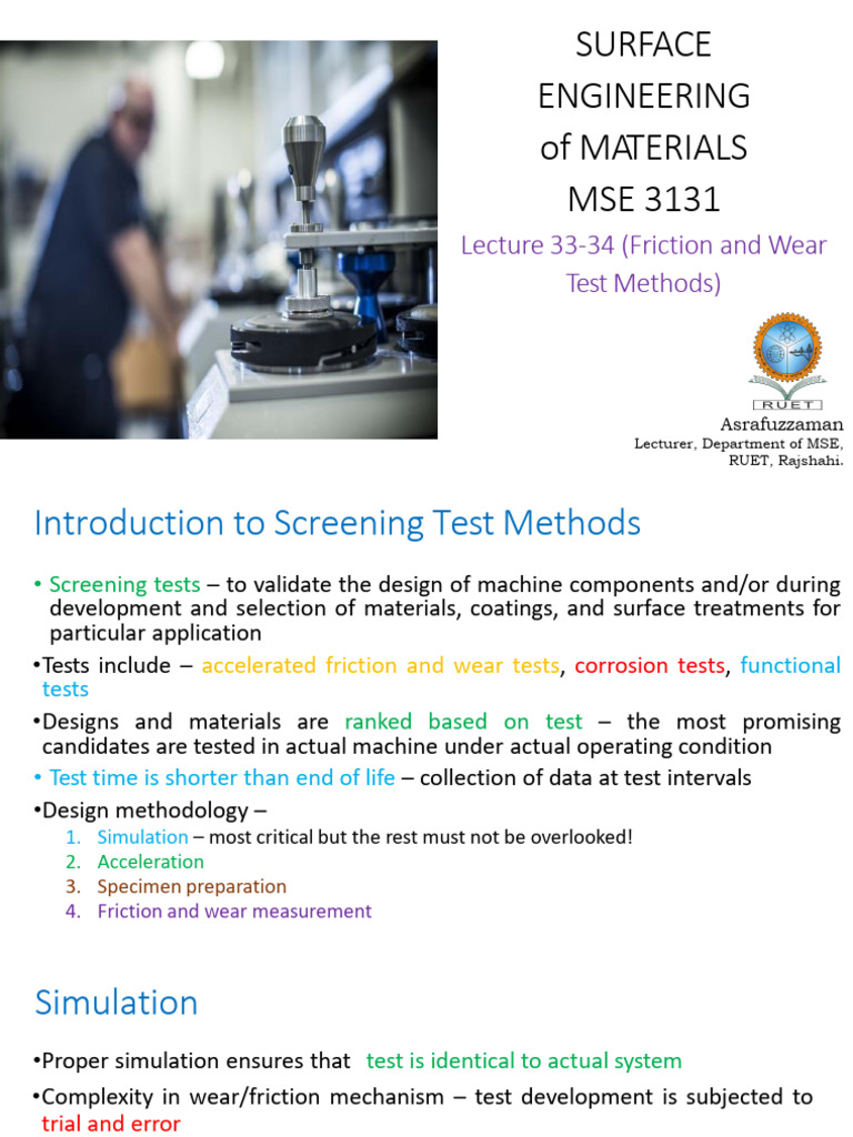 Lec 33-34 | PDF | Wear | Friction