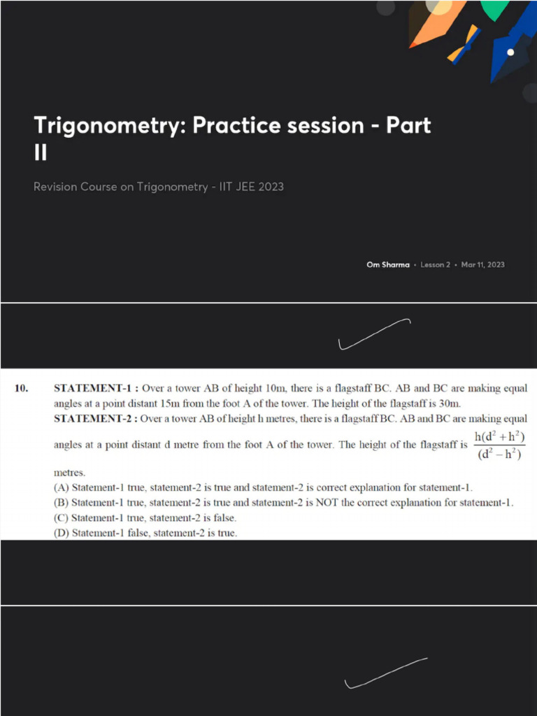 Trigonometry Practice Session Part II With Anno | PDF