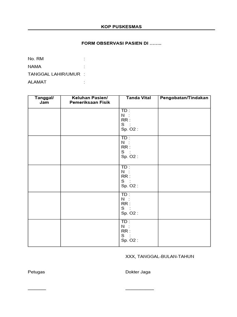 Form Observasi Pasien | PDF