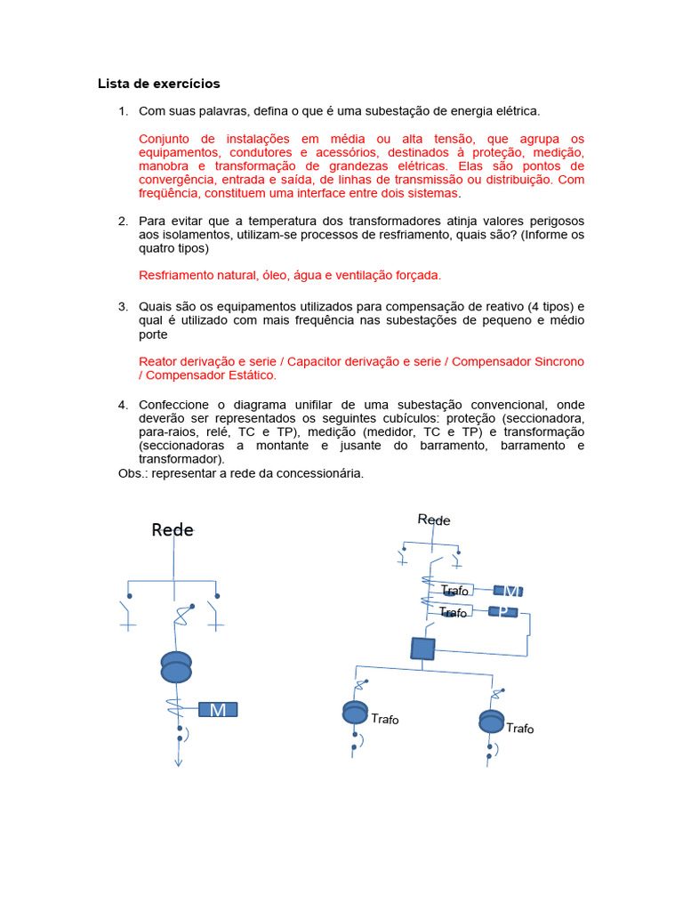 Lista de Exex. Bruno 1 AVD | PDF | Transmissão de energia elétrica | Engenharia Elétrica