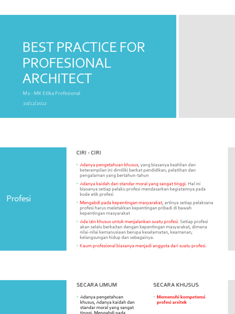 M2 - Best Practice For Architect | PDF | Seni
