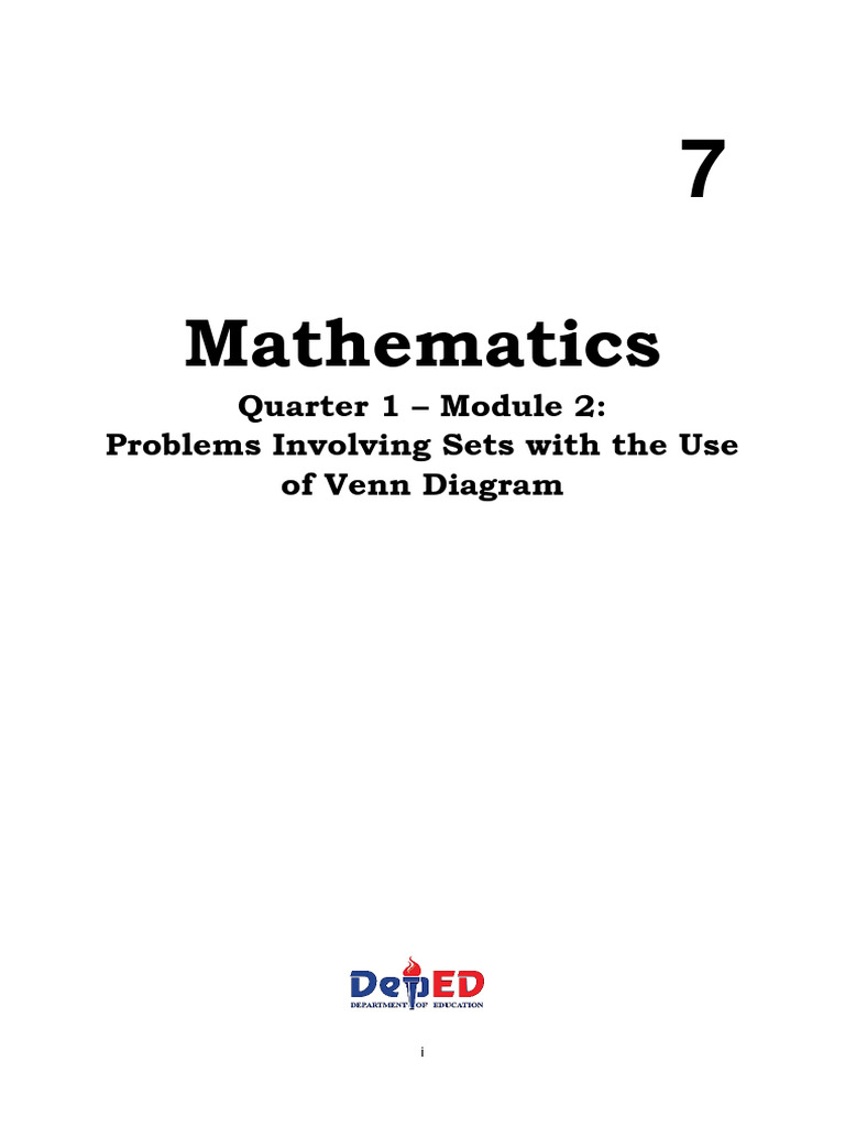 Math 7 - Q1 - WK 2 - Module 2 - Problems Involving Sets With The Use of Venn Diagram 1 | PDF ...