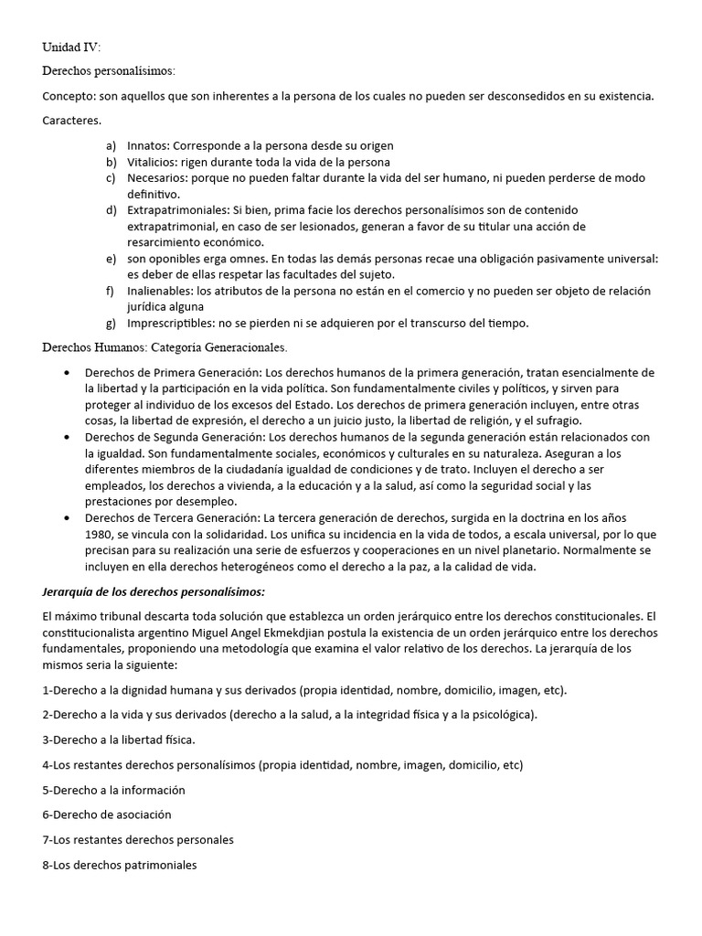 Unidad IV - Derecho Privado | PDF | Derechos | Derechos humanos