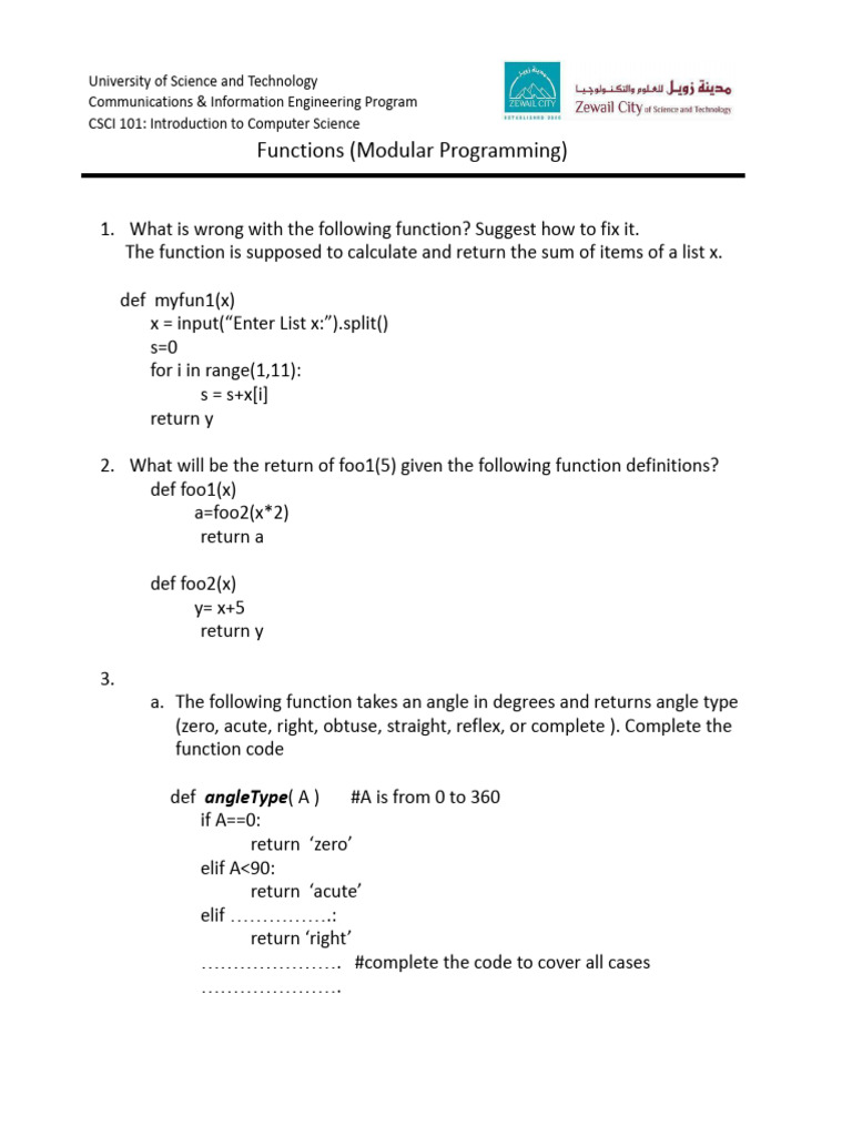 Csci101 Lab08 Functions Pdf Computer Program Programming