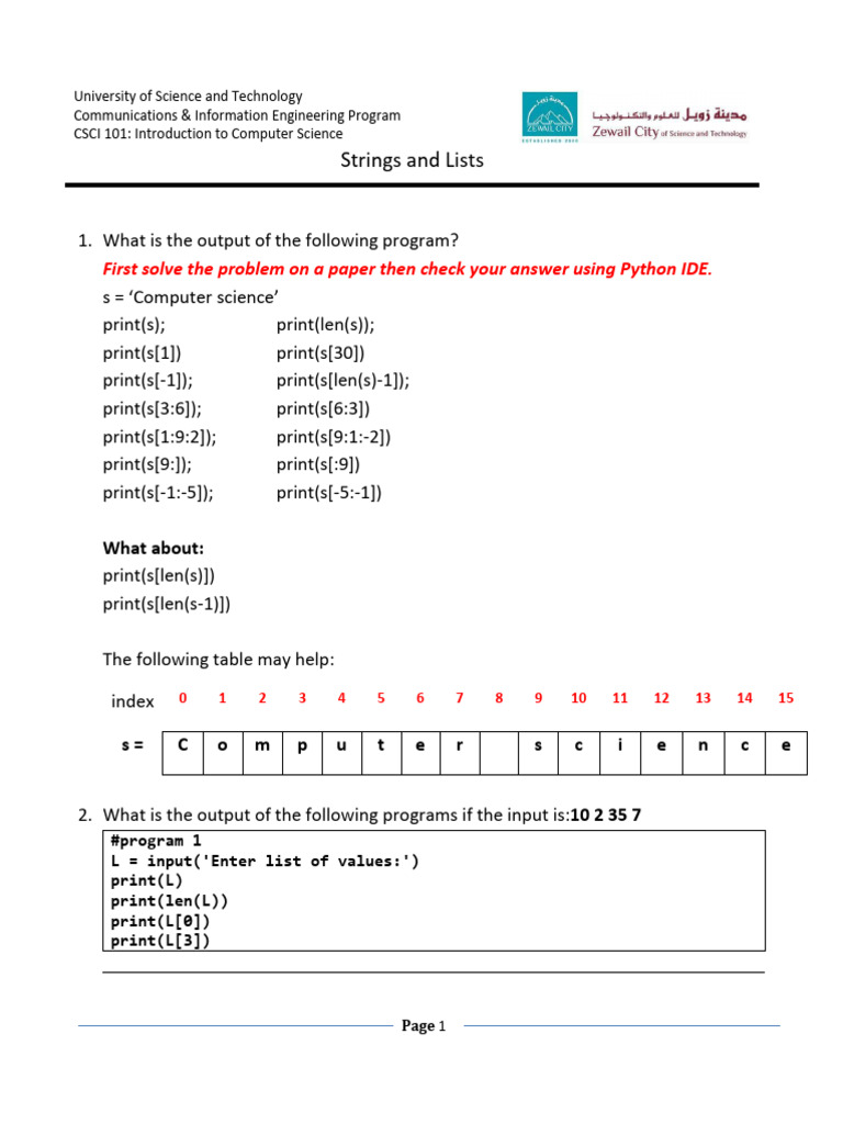 Csci101 Lab03 Strings Lists Pdf Software Development Computer Science 9118