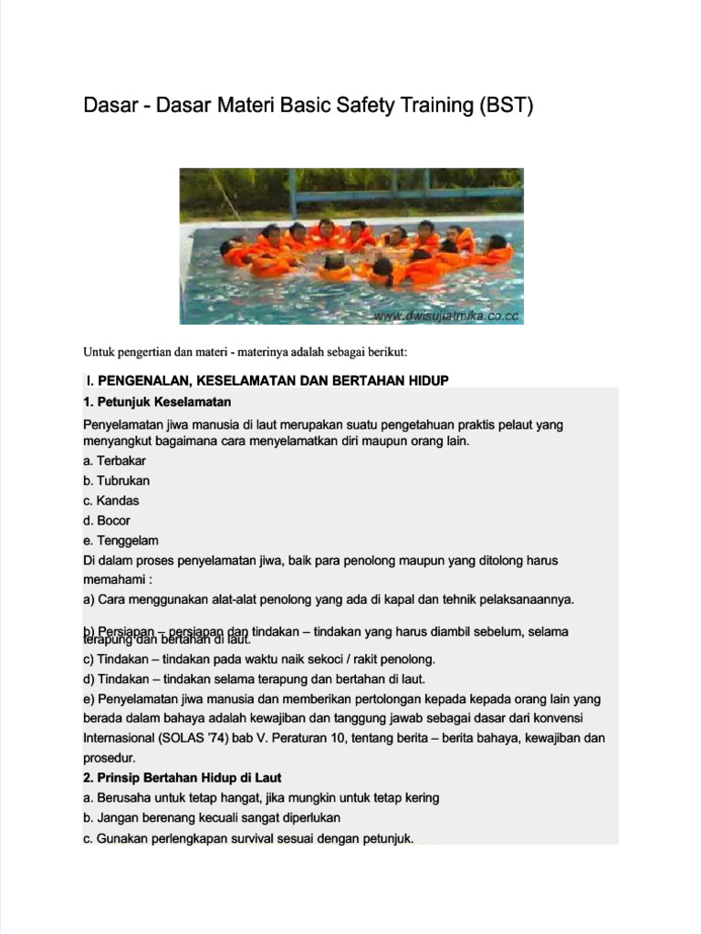 Materi Pelatihan Basic Safety Training | PDF