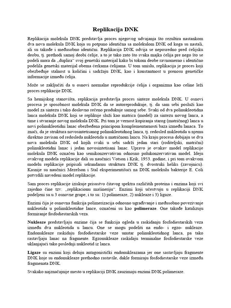 Replikacija DNK | PDF
