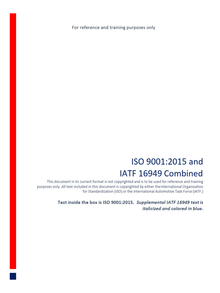 ISO9001 and IATF 16949 Combined - Reference | PDF | Quality Management | Quality Management System
