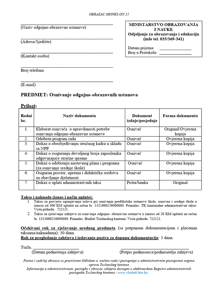 Osnivanje Odgojno Obrazovne Ustanove | PDF