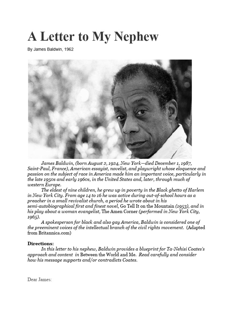 A Letter To My Nephew by James Baldwin | PDF