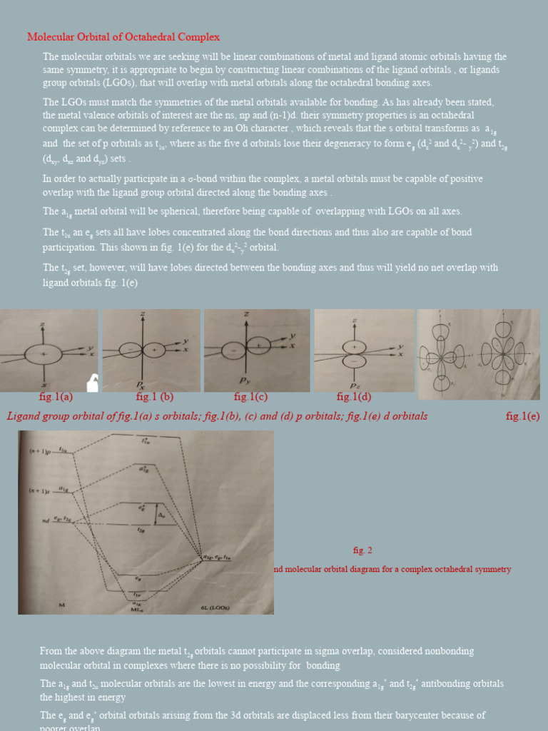 MO of Octahedral Complex | PDF | Science & Mathematics