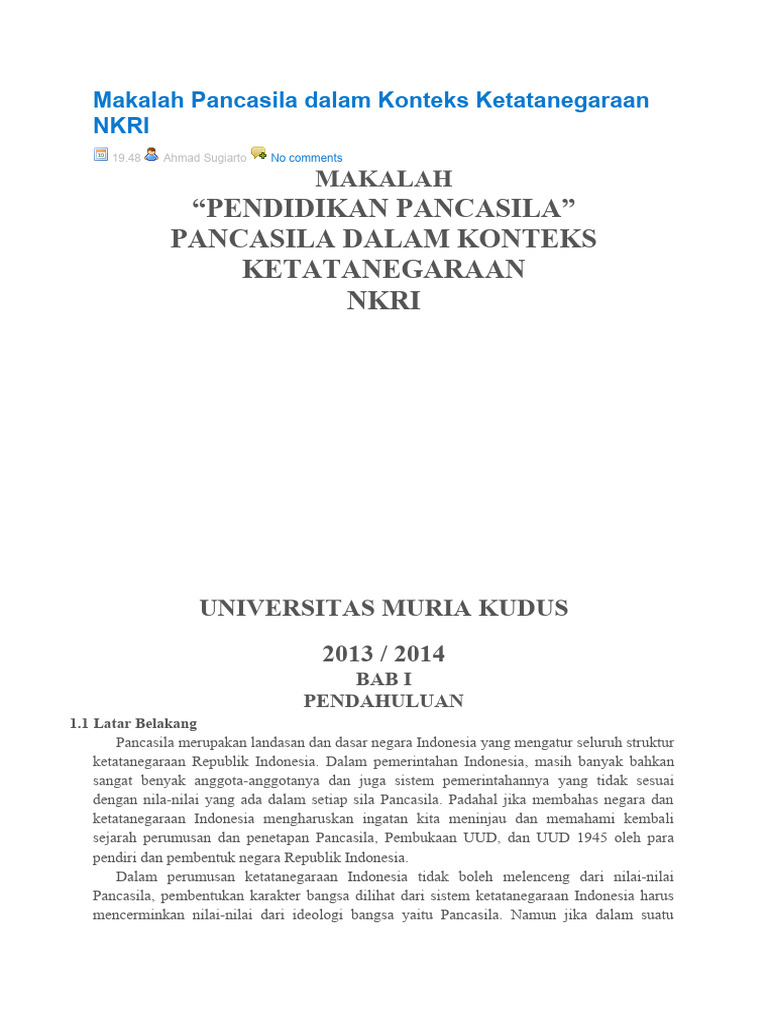Makalah Pancasila Dalam Konteks Ketatanegaraan Nkri Pdf 